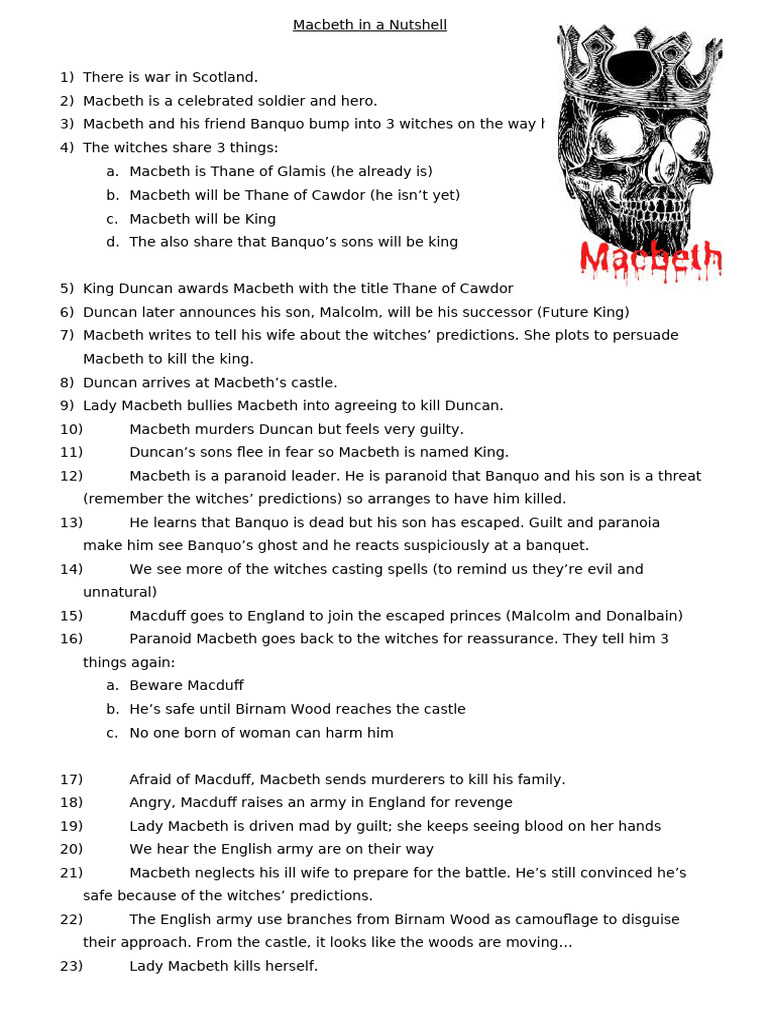 Plot and Themes Overview | PDF | Macbeth | Shakespearean Tragedies