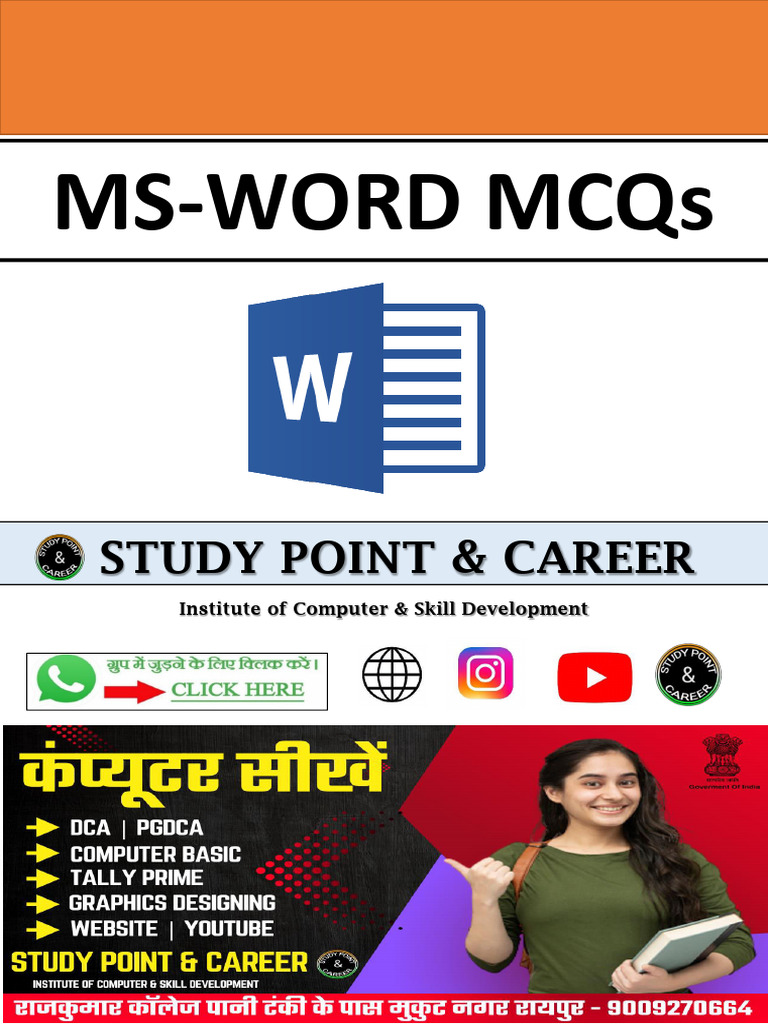 MS-WORD MCQs | PDF