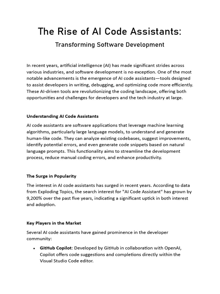 The Rise of AI Code Assistants | PDF | Artificial Intelligence ...