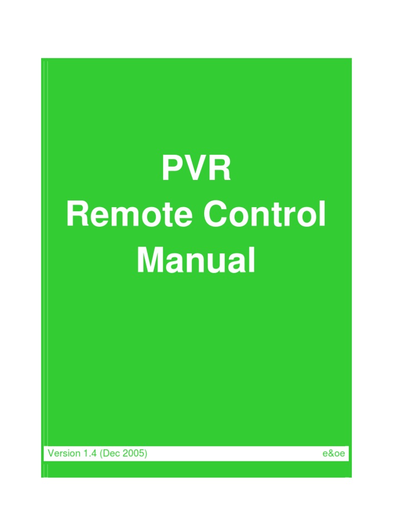 SD PVR Remote Control Manual | PDF | Digital Video Recorder | Remote ...