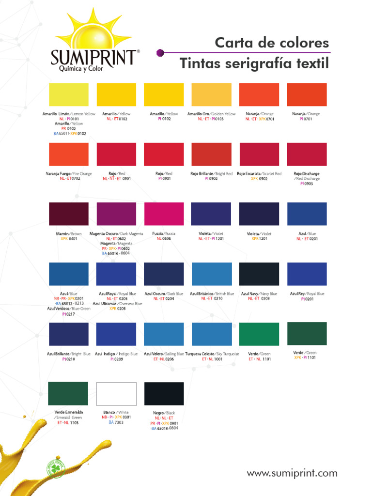 Carta de Colores Tintas Textiles | PDF