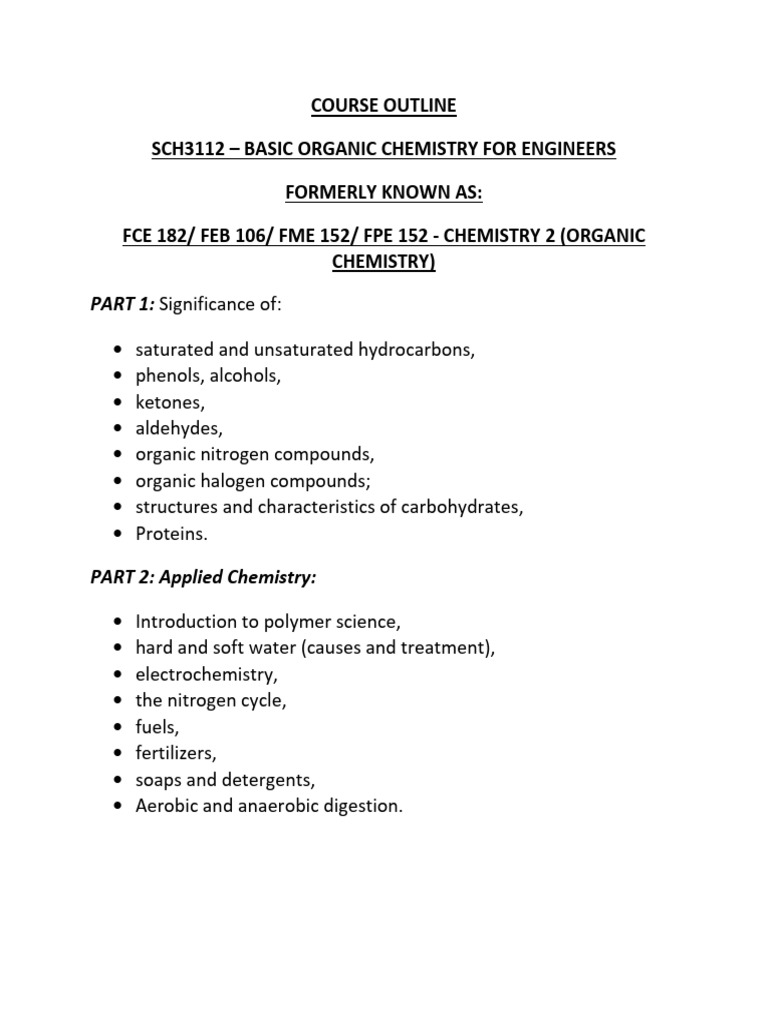 Organic Chemistry for Engineers | PDF