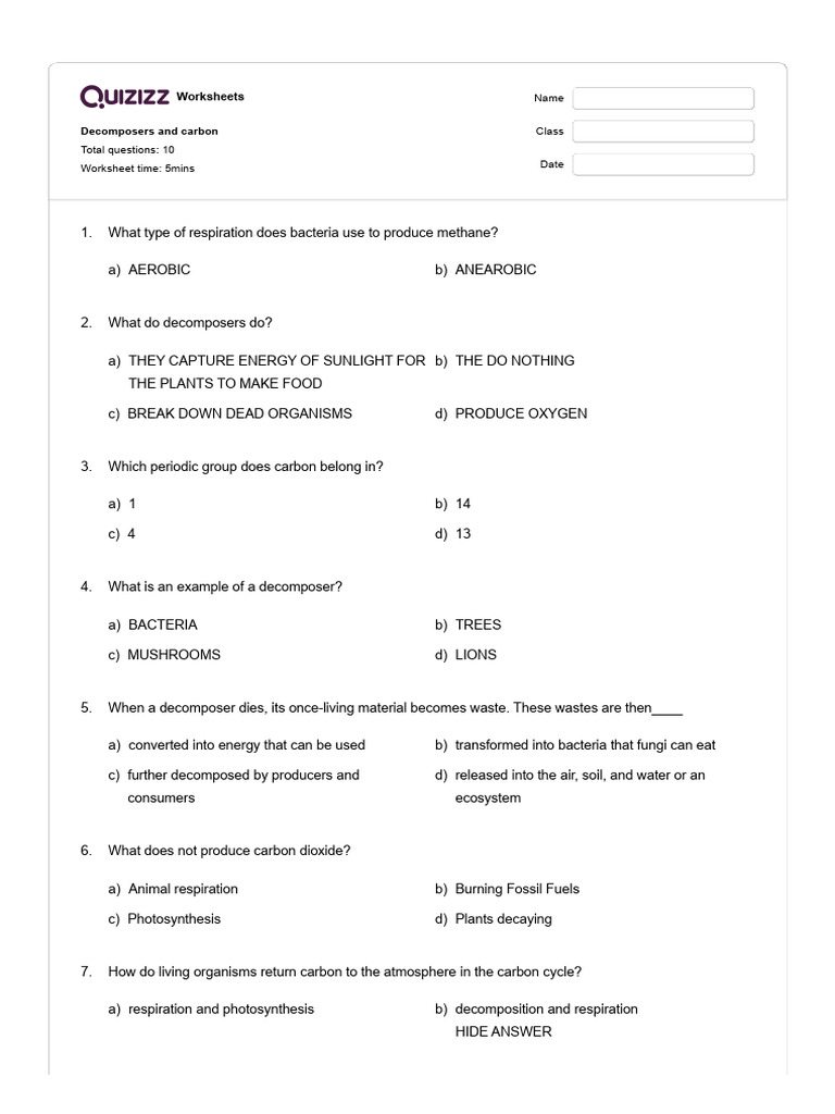 Decomposers' Role in the Carbon Cycle | PDF | Decomposition | Ecosystem