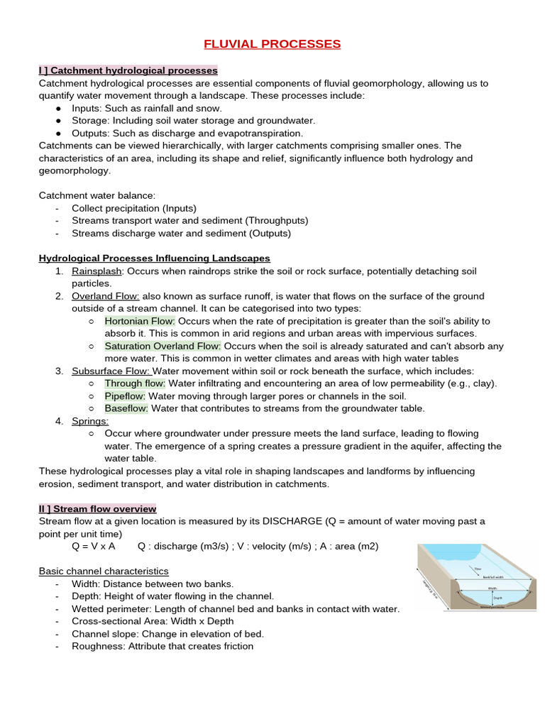 EV3401 - Week2 - Fluvial Processes | PDF | Viscosity | Turbulence
