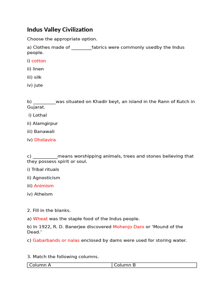 Notes - Indus Valley Civilization | PDF