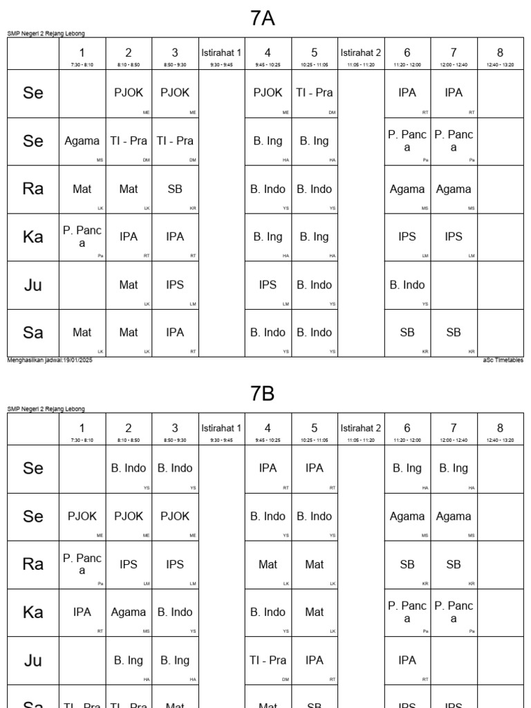Jadwal Perkelas Ok Fix | PDF