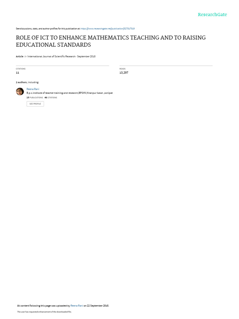 ICT's Impact on Mathematics Education | PDF | Educational Technology ...