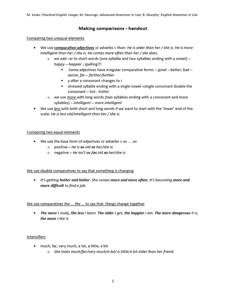 Making - Comparisons - Handout - Kopie | PDF