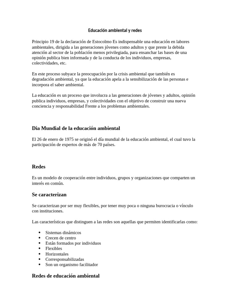 Educación Ambiental y Redes CEAH | PDF