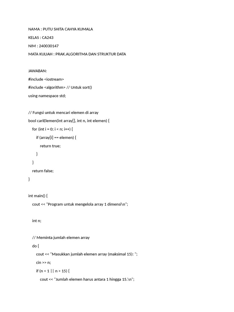 PUTU SHITA CAHYA KUMALA _240030147_UAS PRAK.ALGORITMA DAN STRUKTUR DATA | PDF