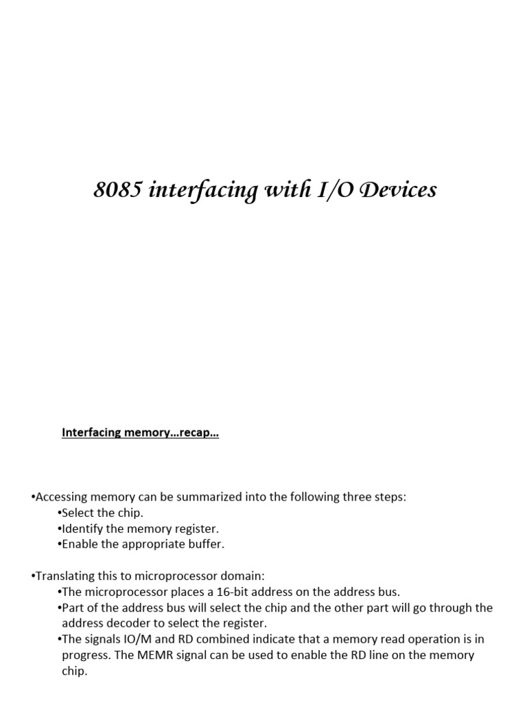 Jan-22 IO interfacing MM class (1) | PDF | Input/Output | Information Technology