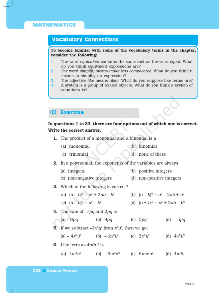 Algebra Practice Problems | PDF | Area | Polynomial