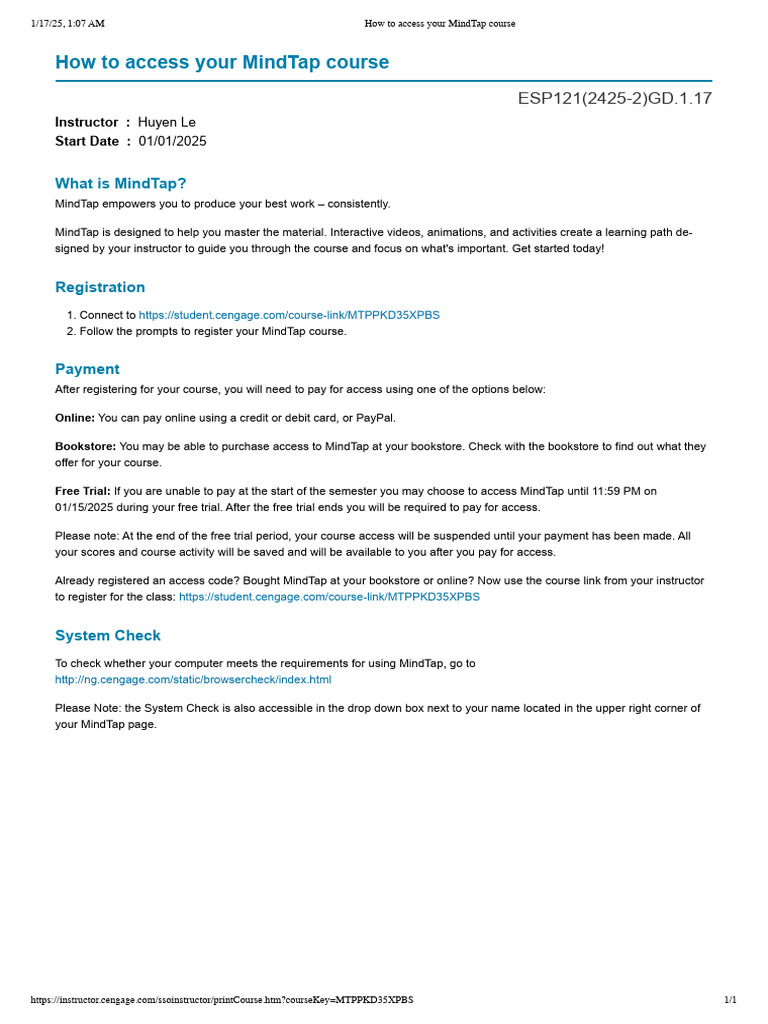 How To Access Your MindTap Course | PDF