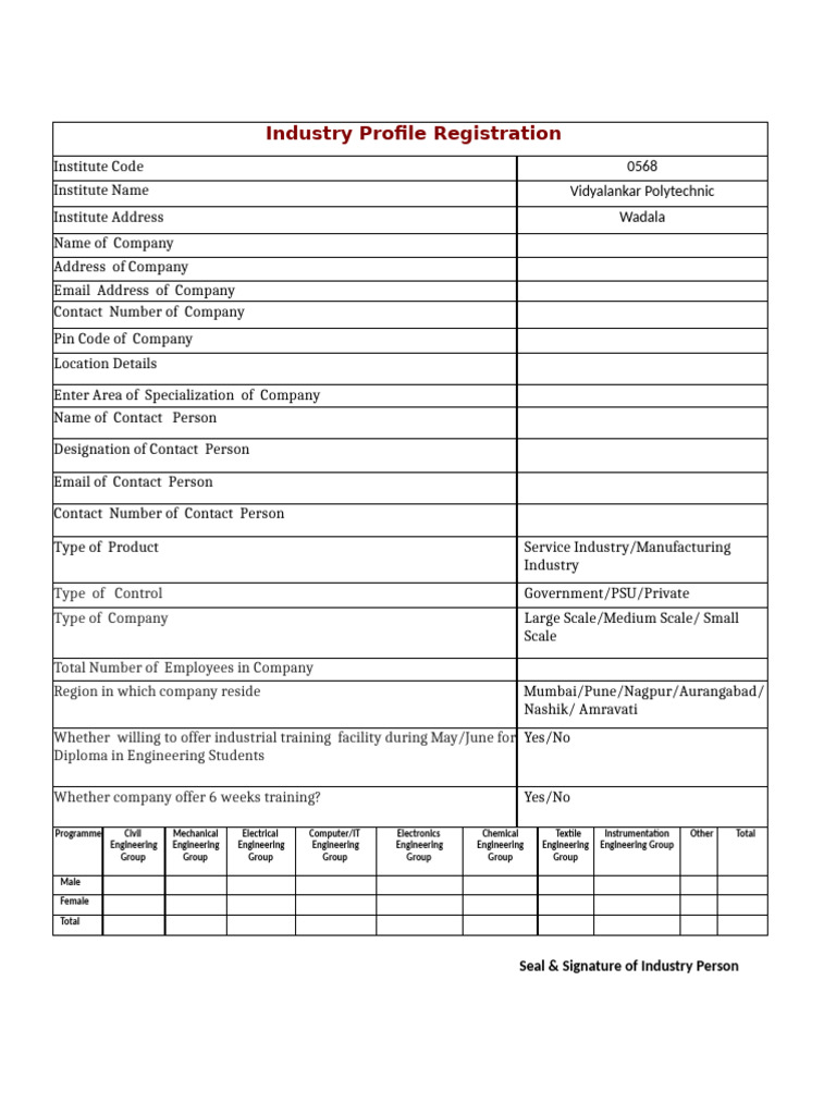Industry Profile Registration | PDF