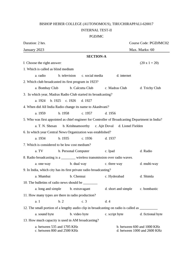 Cia 2 Radio & Journalism QP Nov 2022 | PDF | Radio | Broadcasting