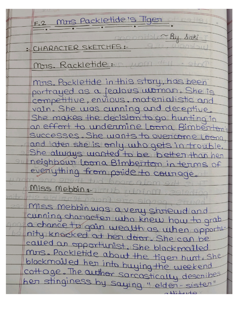 Mrs. Packletide's Tiger Character Sketches | PDF