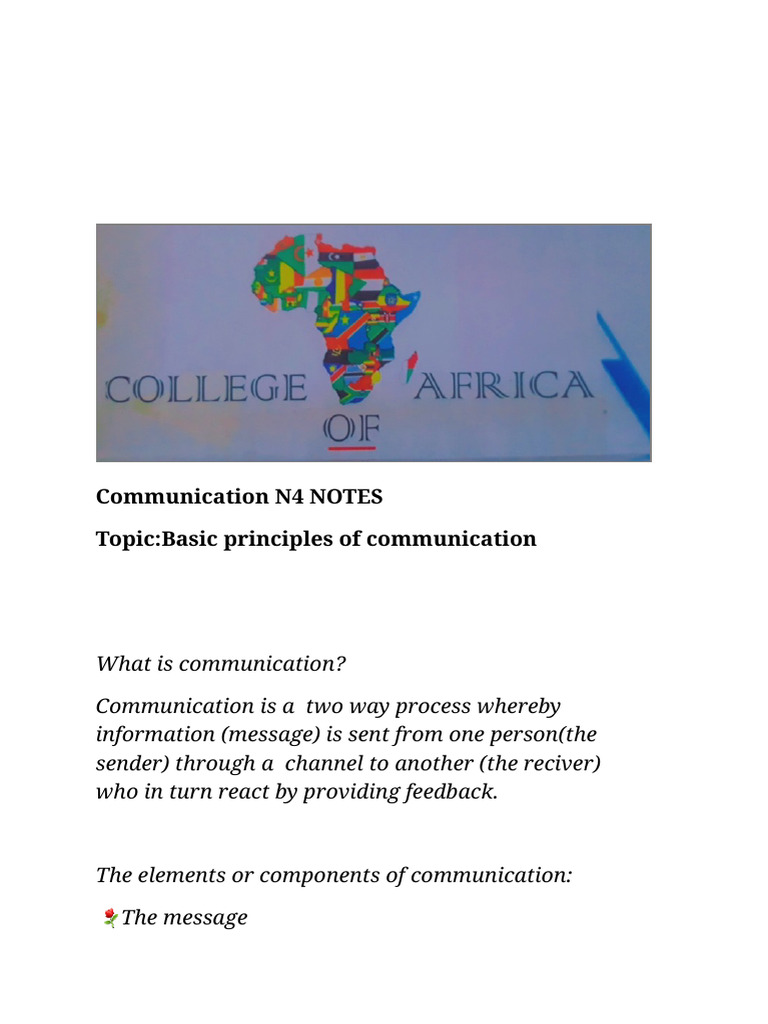 Communication N4 Week 1 | PDF