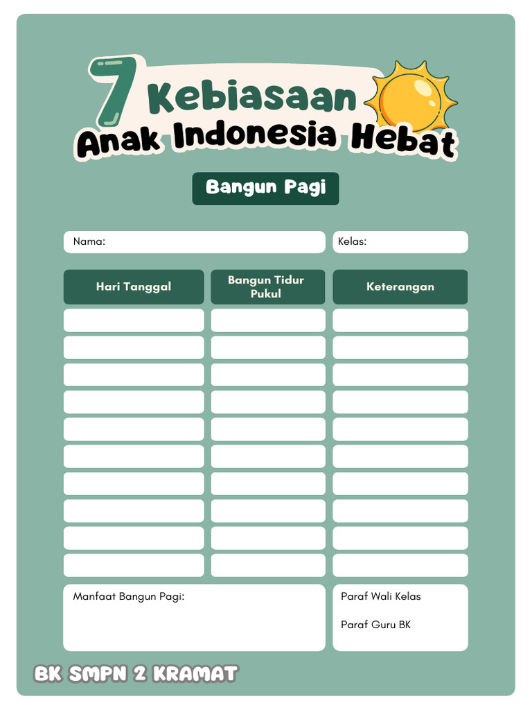 7 Kebiasaan Anak Indonesia Hebat Lembar Kerja Hijau Ilustratif_20250130 ...