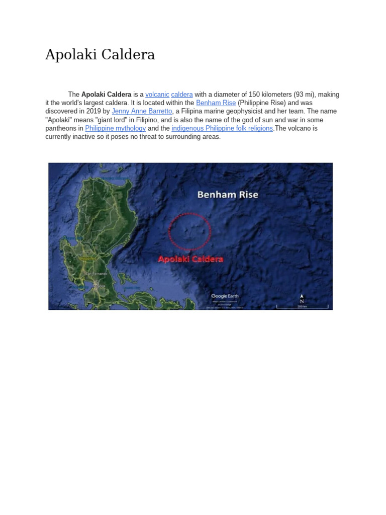 World's Largest Apolaki Caldera Overview | PDF