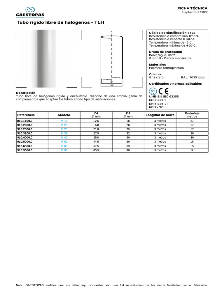 FT_Tubos_TLH_910.1600.0 | PDF | Materiales