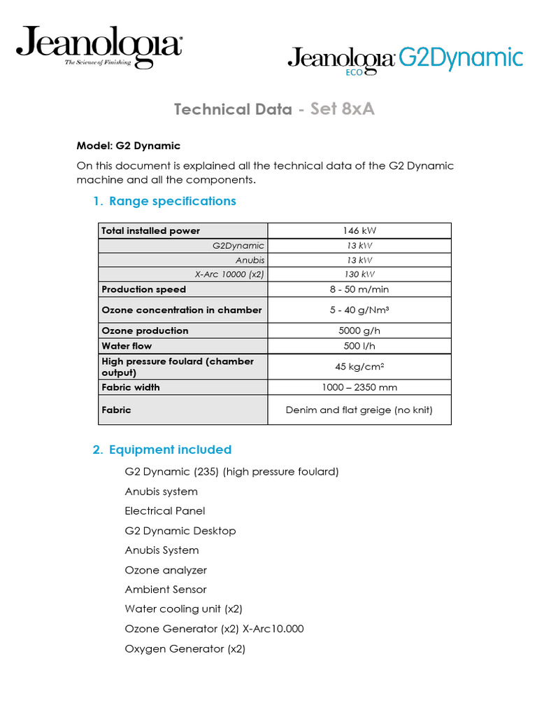 Industrial Machine Specs Guide | PDF | Ozone | Manufactured Goods