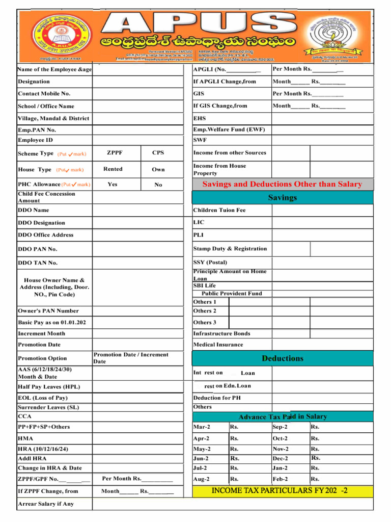 Apus It Data Form 2024-25 - 1 | PDF | Money | Public Finance