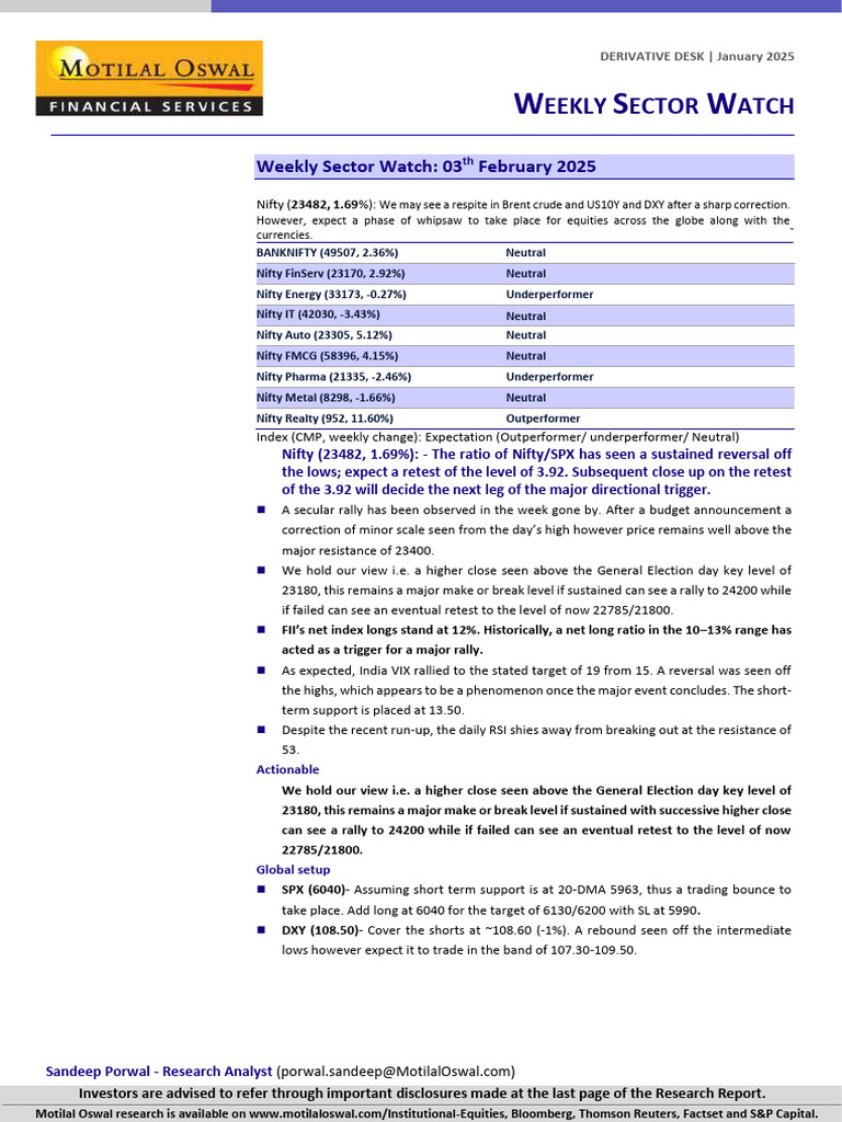 Weekly Sector Watch: February 2025 Insights | PDF | Securities (Finance ...
