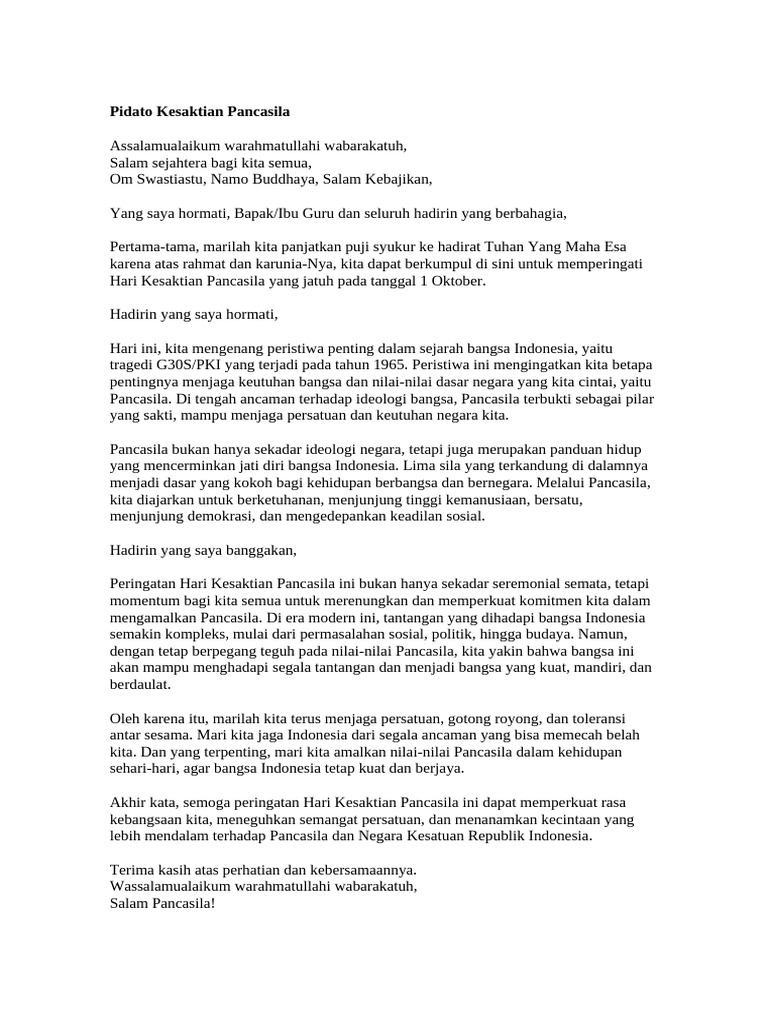 Pidato Kesaktian Pancasila | PDF