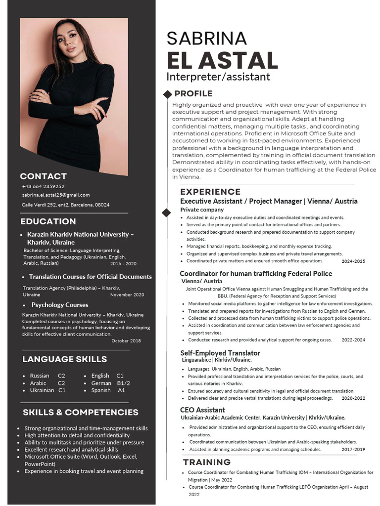 Professional CV Resume El Astal Sabrina | PDF | Communication | Ukraine