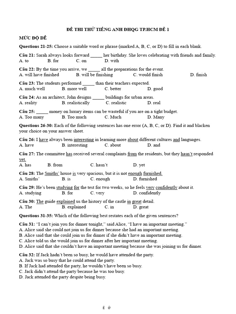 Ti Ng Anh Ðgnl Hcm 1 | PDF | Water | Bottled Water