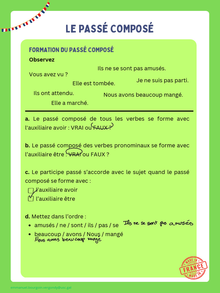 Conjugaison - Le passé composé | PDF