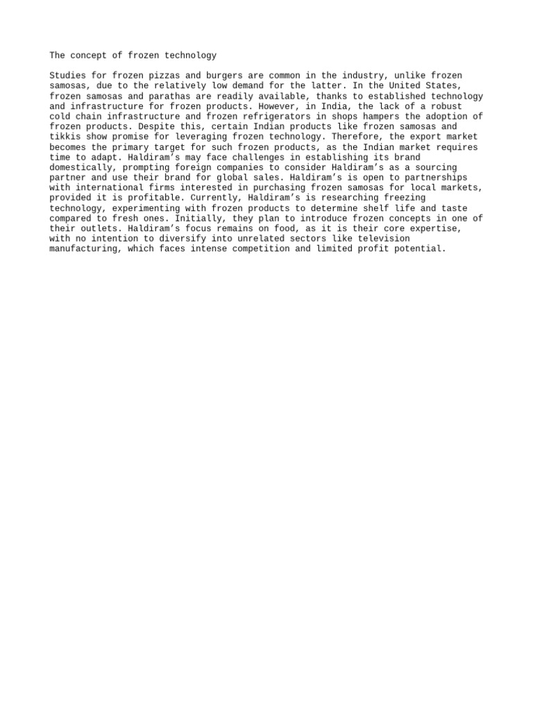 Frozen Technology in Indian Food Industry | PDF