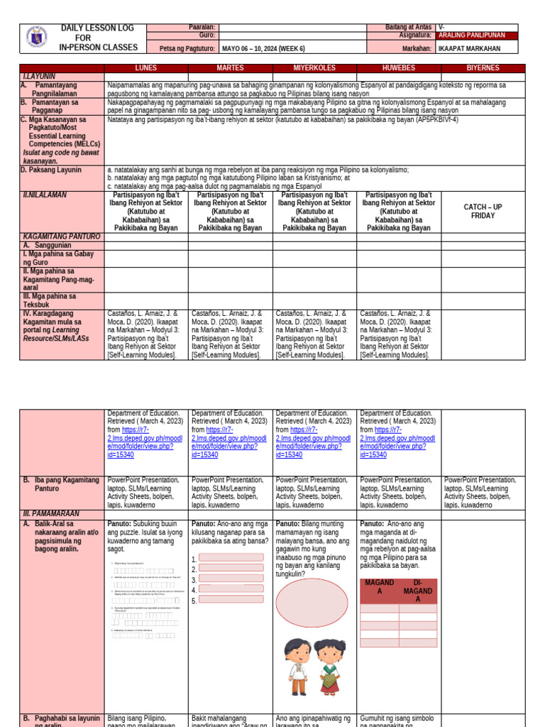 G5 Q4W6 DLL AP (MELCs) | PDF