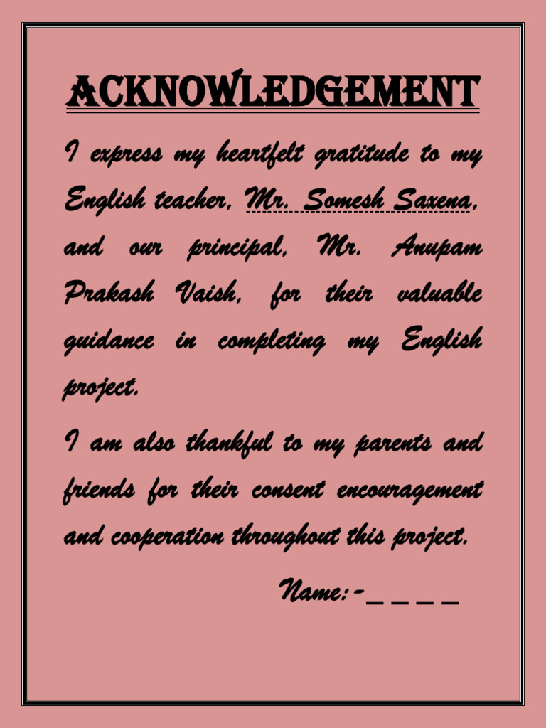 English Acknowledgement | PDF