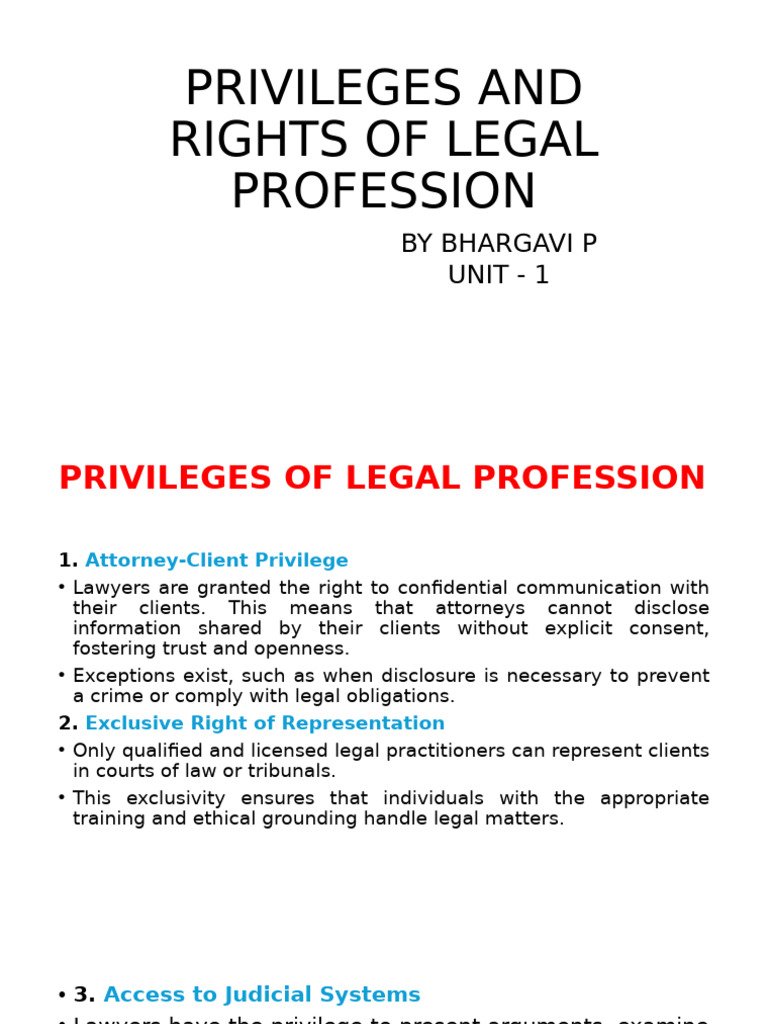 Privileges and Rights of Legal Profession | PDF | Lawyer | Advocate