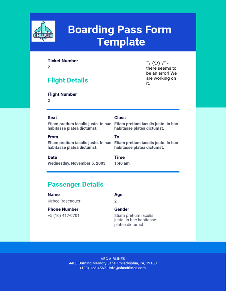 Boarding Pass Form Template: Flight Details | PDF