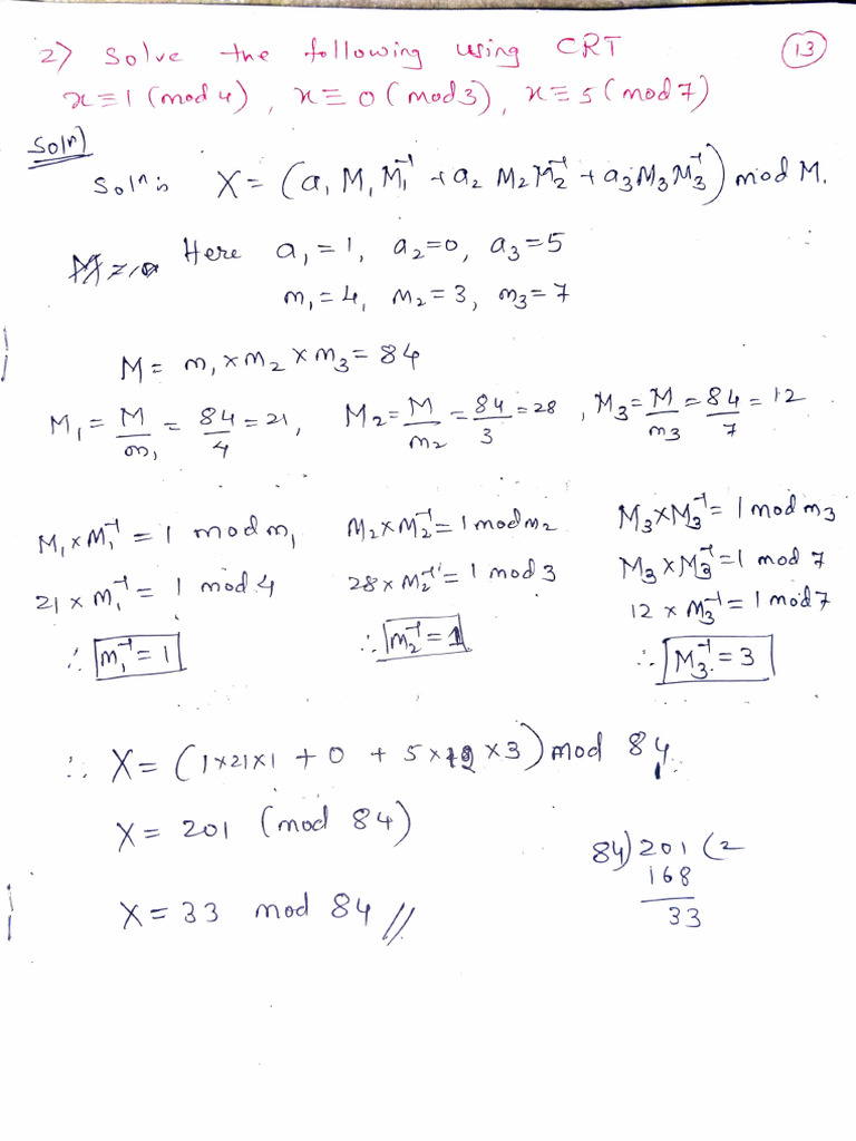 Modular Arithmetic Problem Solutions | PDF