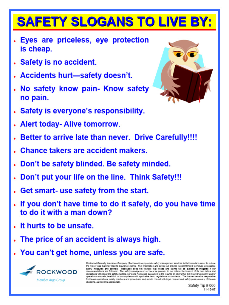 Safety Slogans To Live By-066 | PDF
