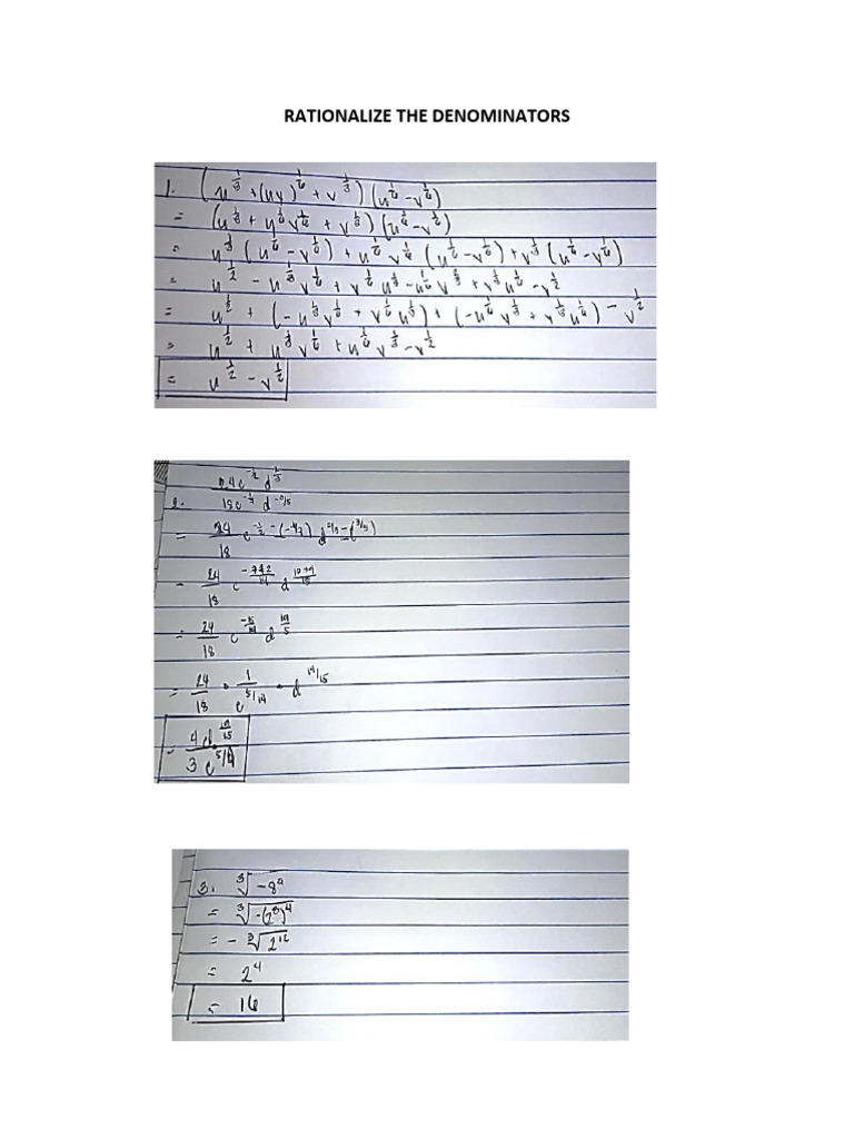 Rationalize The Denominators | PDF