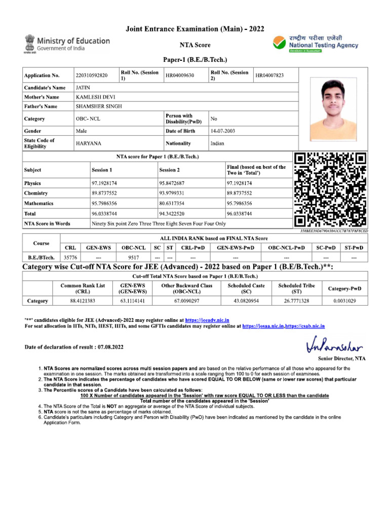 Jee Final Result | PDF