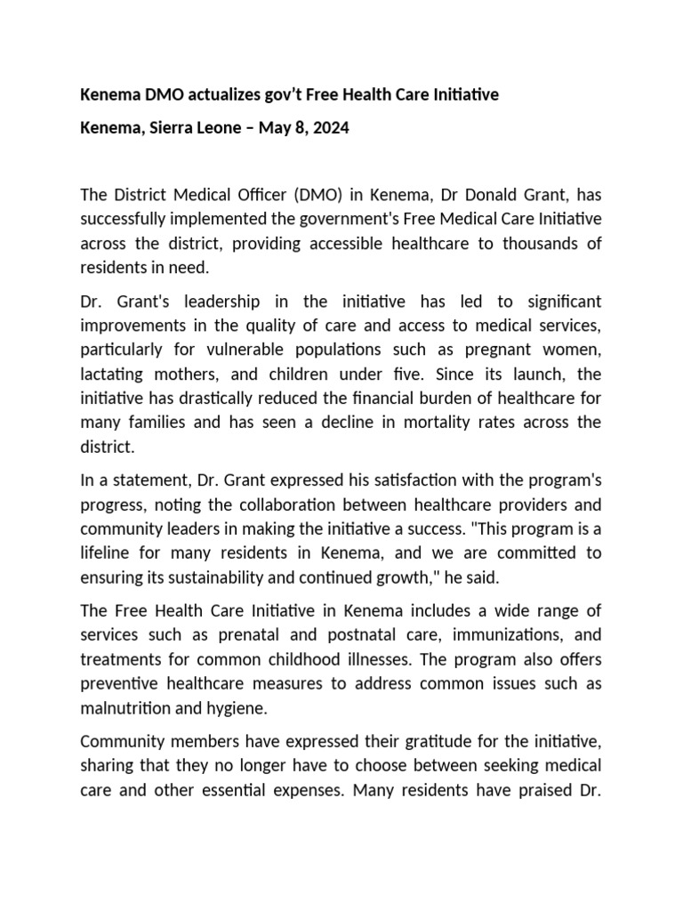 Kenema DMO Actualizes Gov | PDF