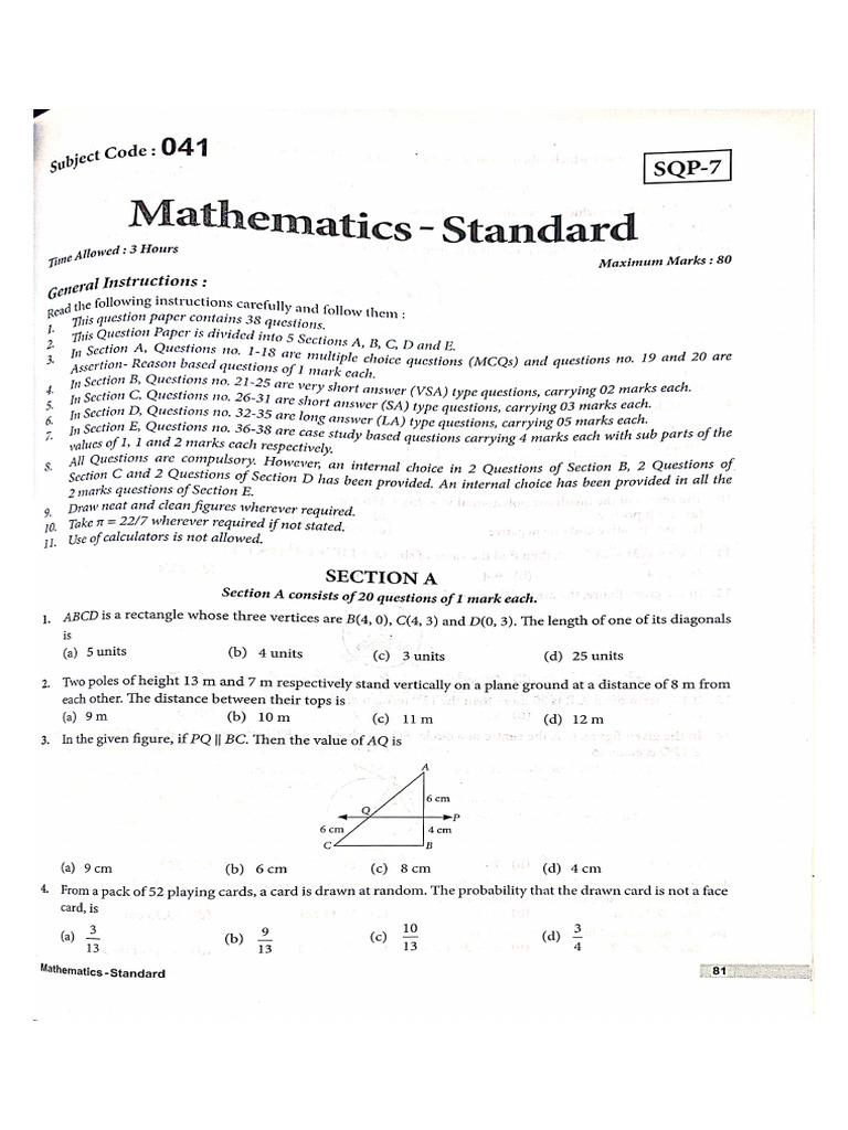 10th Sample Paper 7 | PDF