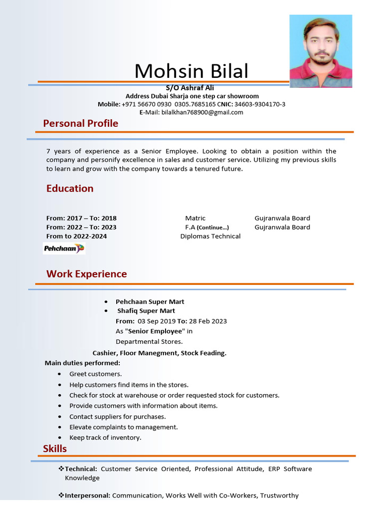 Senior Employee Profile: Sales & Service Expert | PDF