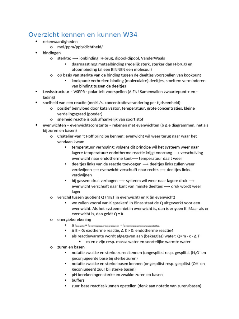 Overzicht Kennen en Kunnen W34 | PDF