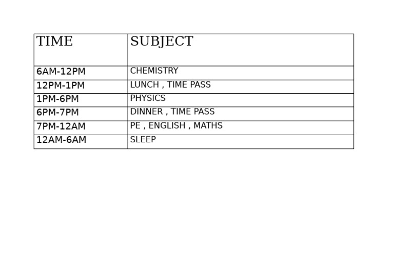 Time Table | PDF