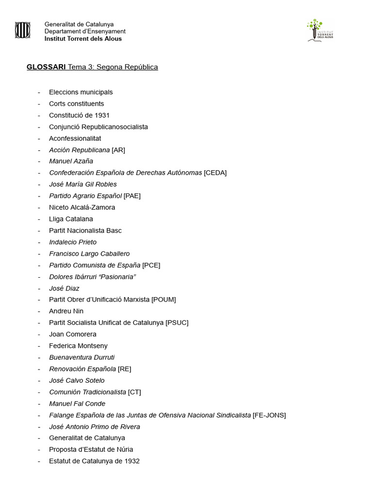 Glossari Tema 3 | PDF