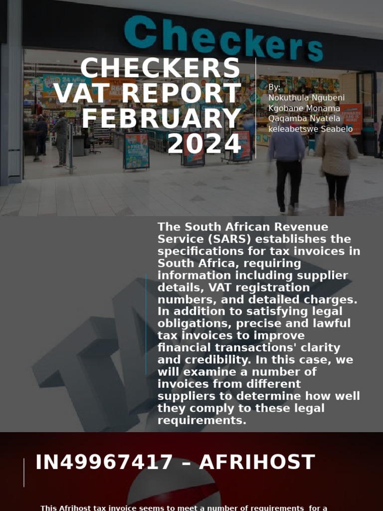 Checkers SARS analysis | PDF | Invoice | Value Added Tax
