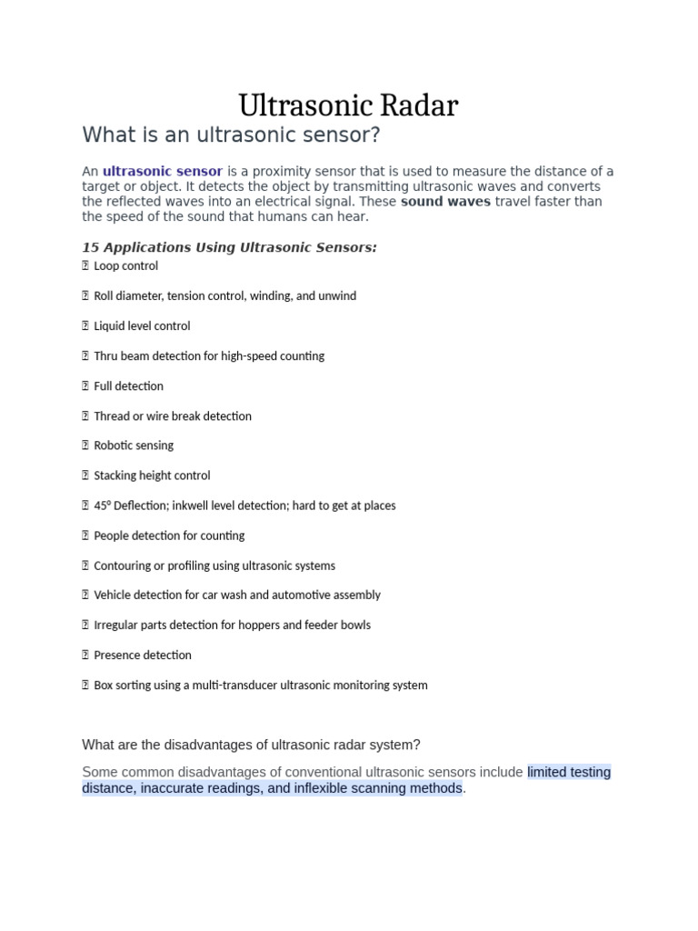 Ultrasonic Radar | PDF