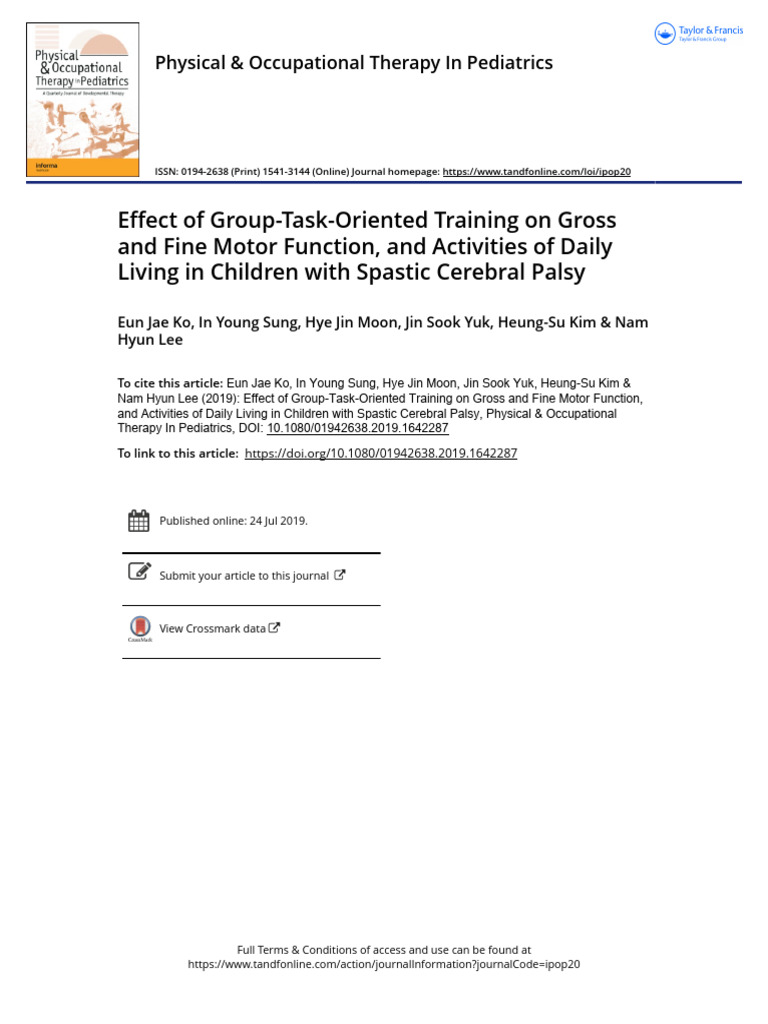 Effect of Group-Task-Oriented Training On Gross and Fine Motor Function ...