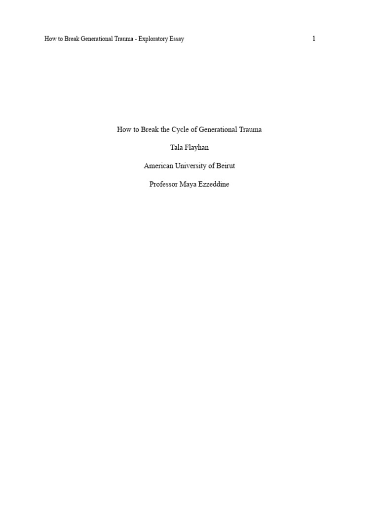 Exploratory Essay - Final Draft PDF | PDF | Psychological Trauma ...
